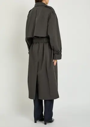 TOTEME Double-breasted Belted Cotton-blend Trench Coat - Black