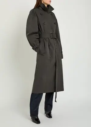 TOTEME Double-breasted Belted Cotton-blend Trench Coat - Black