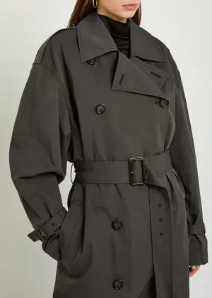 TOTEME Double-breasted Belted Cotton-blend Trench Coat - Black