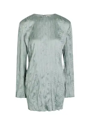 Staud Kona Plissé Mini Dress - Silver