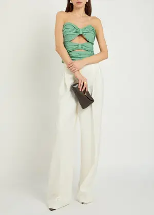 BLAZÉ MILANO Eva Pleated Cut-out Silk Top
