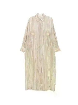 SHATHA ESSA Floral Embroidered Shirt Dress - Neutrals