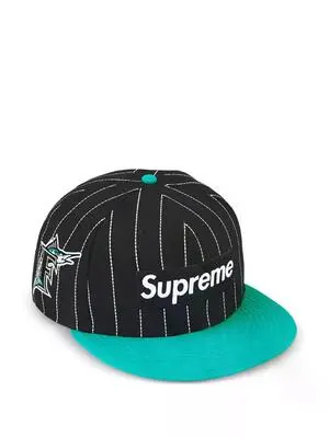 Supreme Mlb Teams Box Logo Striped Cap - Black