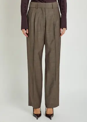 BLAZÉ MILANO Fox Pleated Wool-blend Trousers - Brown