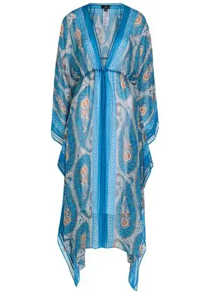 Etro Paisley-print Chiffon Maxi Kimono Dress - Blue