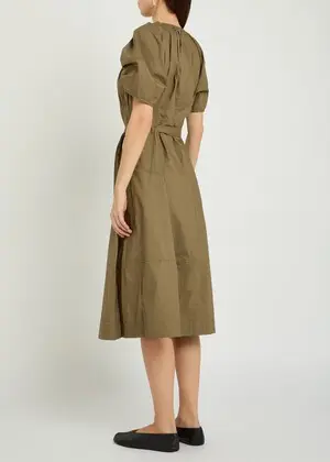 3.1 Phillip Lim Ruched Belted Cotton-poplin Midi Dress - Khaki