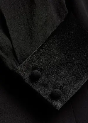 Alice + Olivia Willa Velvet-trimmed Chiffon Shirt - Black