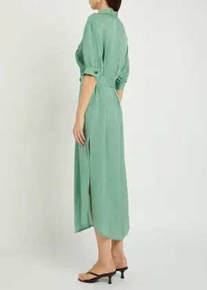 BLAZÉ MILANO Belted Silk Midi Dress - Teal