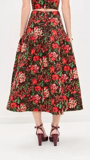 Hunter Bell Floral Print Velveteen Remy Skirt