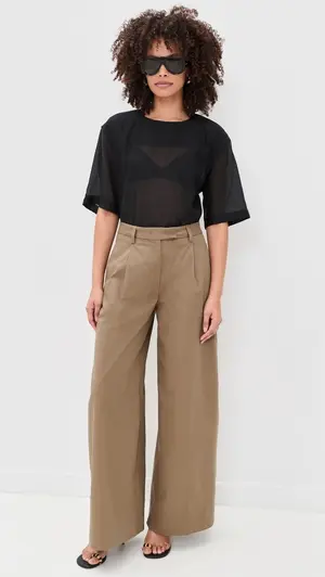 THE LATEST Wide Leg Gabardine Trousers