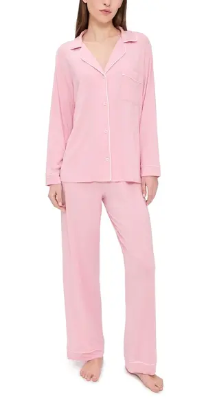 Eberjey Gisele Long Pajama Set - Pink Nectar/ivory