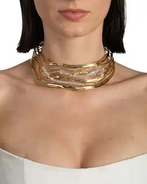 Alexis Bittar Solanales Crystal Woven Collar Necklace