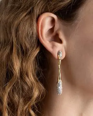 Alexis Bittar Solanales Linear Crystal Teardrop Earrings - Gold