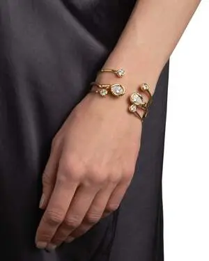 Alexis Bittar Asterales Crystal Skinny Capped Cuff Bracelet - Gold