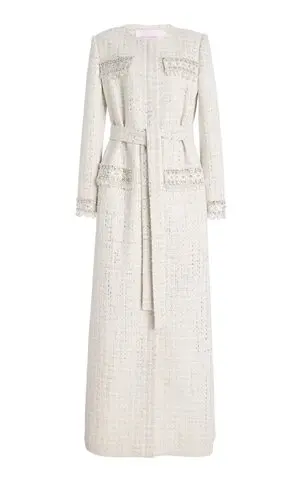 Carolina Herrera Embellished Tweed Long Coat