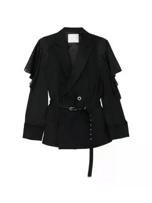 Sacai Pinstripe Belted Blazer