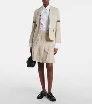 Thom Browne Pleated Cotton Twill Miniskirt