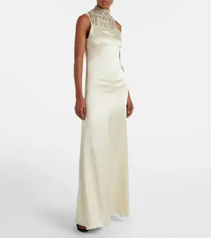 Alexander McQueen Embellished Satin Gown
