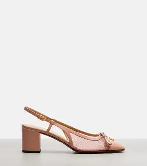 Valentino Garavani Vlogo Leather And Mesh Slingback Pumps