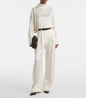 Brunello Cucinelli Mid-rise Silk Straight Pants