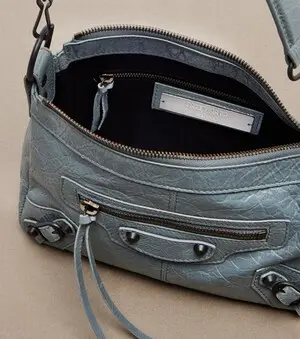 Balenciaga Le City Moto Mini Leather Shoulder Bag - Grey