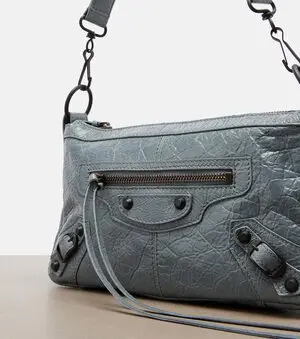 Balenciaga Le City Moto Mini Leather Shoulder Bag - Grey