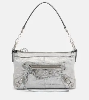 Balenciaga Le City Moto Mini Leather Shoulder Bag - Silver