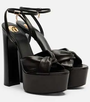 Saint Laurent Franciane 105 Leather Platform Sandals