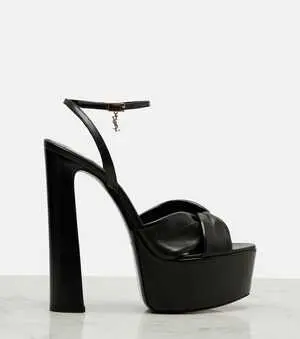 Saint Laurent Franciane 105 Leather Platform Sandals