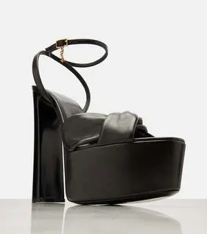 Saint Laurent Franciane 105 Leather Platform Sandals