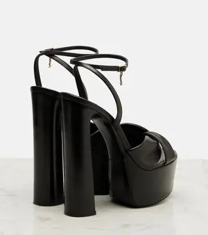 Saint Laurent Franciane 105 Leather Platform Sandals - Brown