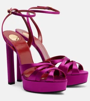 Saint Laurent Chandelle Crêpe Satin Sandals - Purple
