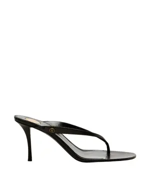 Saint Laurent Sue Leather Thong Sandals - Black