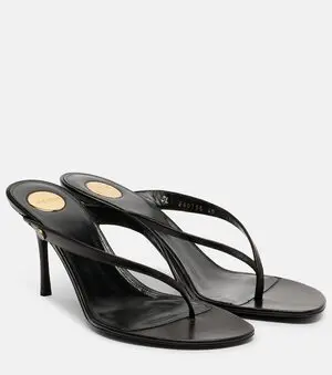 Saint Laurent Sue Leather Thong Sandals - Black