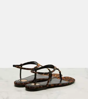 Saint Laurent Cassandra Leopard-print Grosgrain Sandals