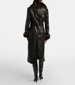 Nour Hammour Baez Shearling-trimmed Leather Coat