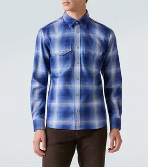 TOM FORD Checked Cotton Shirt - Blue