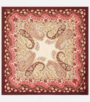 Valentino Garavani Printed Silk Twill Scarf - Burgundy