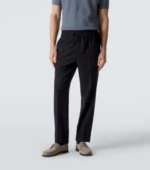 Brioni Asolo Wool Straight Pants - Blue