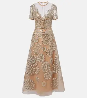 Elie Saab Sequin Embellished Gown - Beige