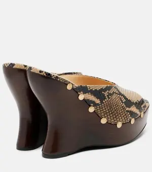 Magda Butrym Snake-effect Leather Wedge Mules