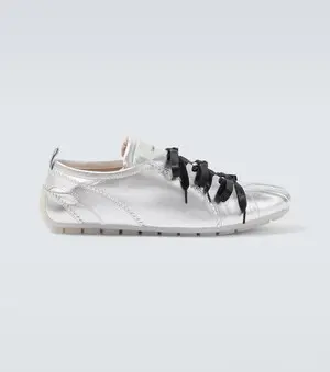 Simone Rocha Ballerina Grip Metallic Leather Sneakers - Silver