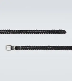 Saint Laurent Cassandre Woven Leather Belt
