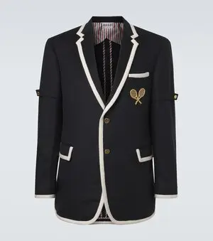Thom Browne Embroidered Cashmere Zibeline Blazer