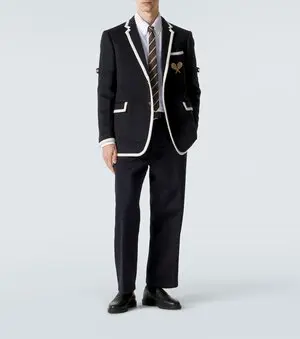 Thom Browne Embroidered Cashmere Zibeline Blazer