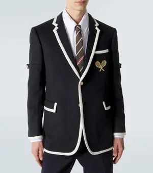 Thom Browne Embroidered Cashmere Zibeline Blazer