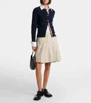 Thom Browne Pleated Cotton Twill Miniskirt
