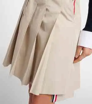 Thom Browne Pleated Cotton Twill Miniskirt