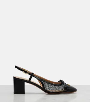Valentino Garavani Vlogo Leather And Mesh Slingback Pumps