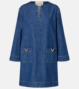 Valentino Garavani Vgold Chambray Mini Dress - Blue
